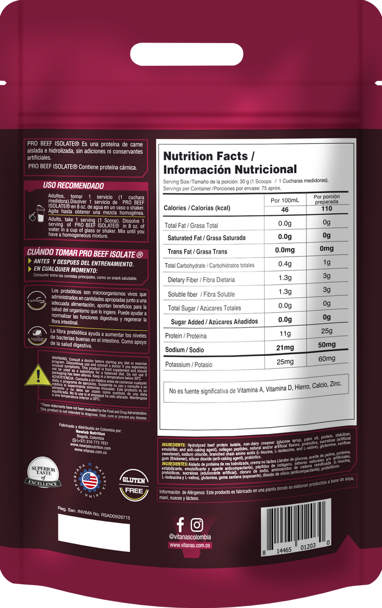 PROTEINA AISLADA E HIDROLIZADA: PRO BEEF ISOLATE 5 LBS